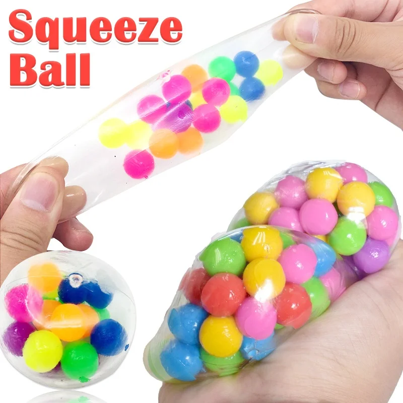 Rainbow-Pressure-Ball-Sensory-Toy-DNA-Color-Beads-Stress-Relief-Ball ...