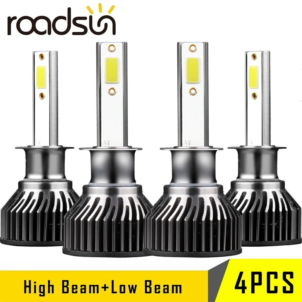 4x-LED-Headlight-Bulbs-H1-High-Low-Beam-6000K-Combo-Kit-Bright ...