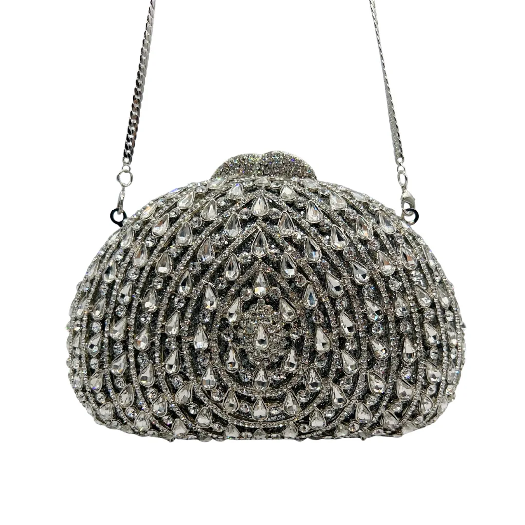 Clutch bag Diamond Hollow Crystal Diamond Fan Divergent Luxury Dinner ...