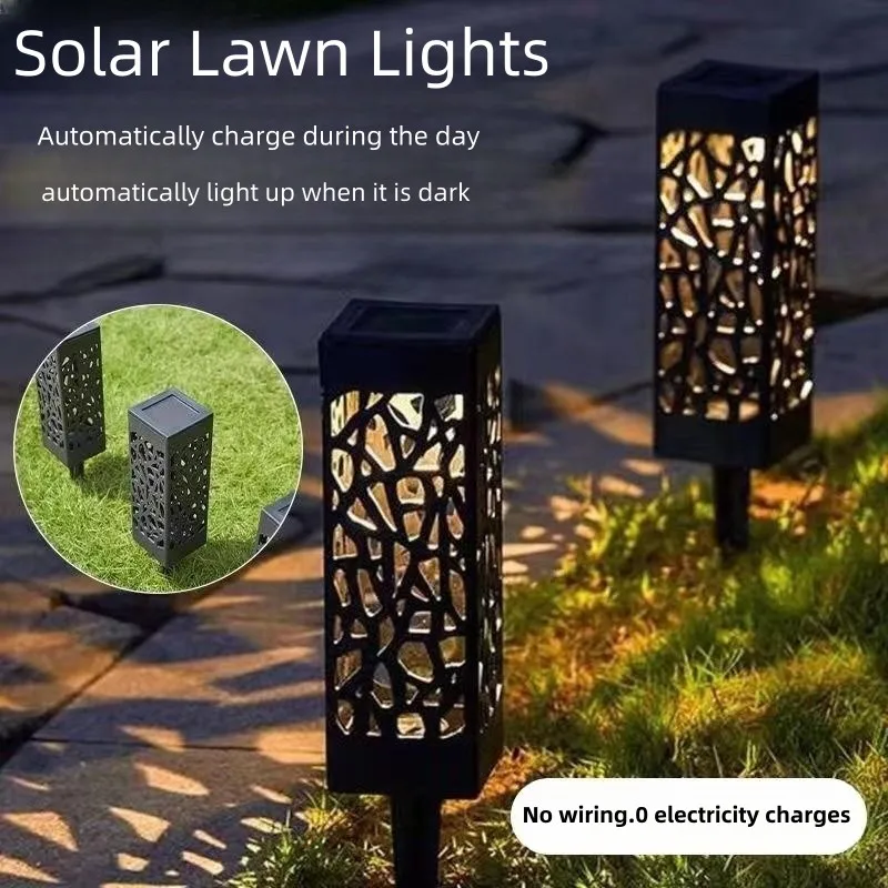 Solar Hollow Out Ground Plug Lights Patio Garden Ground Plug Lights ...