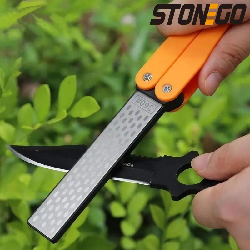 STONEGO Portable Folding Pocket Knife Sharpener, Portable Double Sided ...
