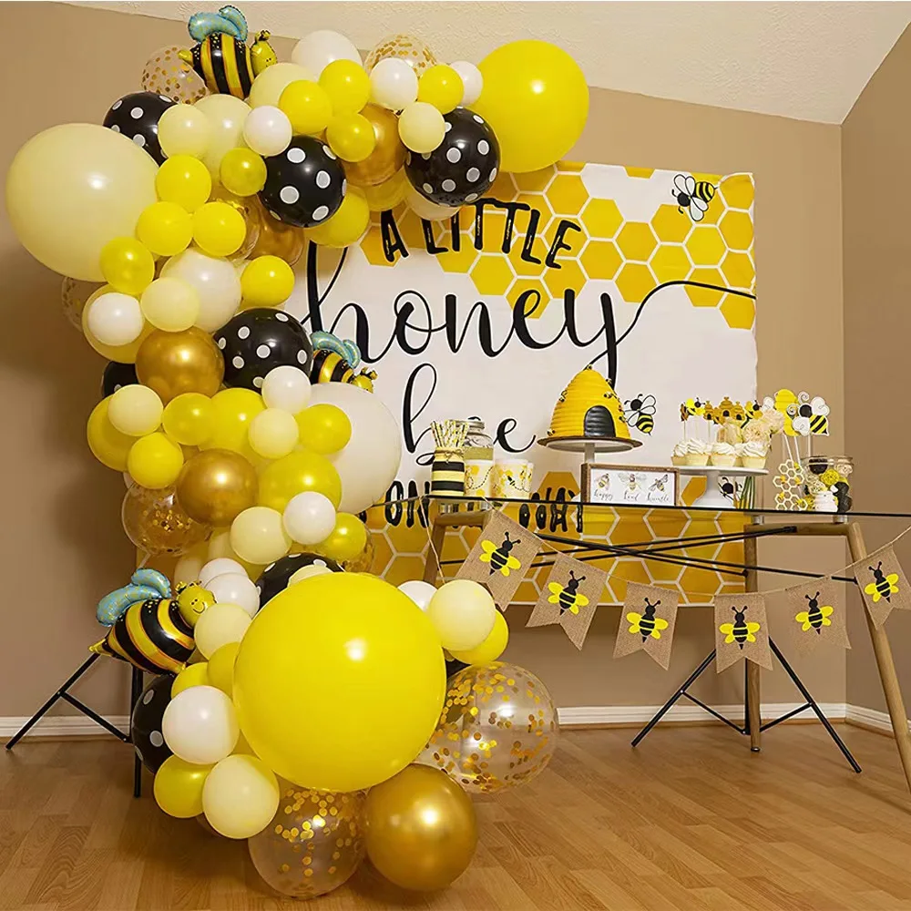 110Pcs-Yellow-Gold-Bee-Day-Balloons-Garland-Arch-Kit-Sunflower-Bee ...