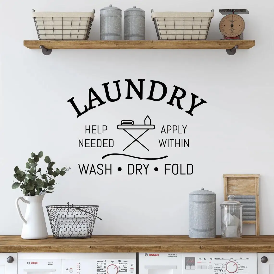 Funny Laundry Room Wall Sticker Waterproof Home Decoration Vinyl Decal ...