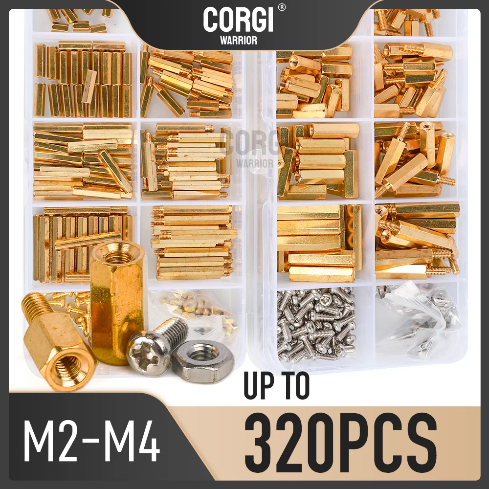 M2-M2-5-M3-M4-48-to-320-Brass-Standoff-Assortment-Kit-Hex-Column-Spacer ...