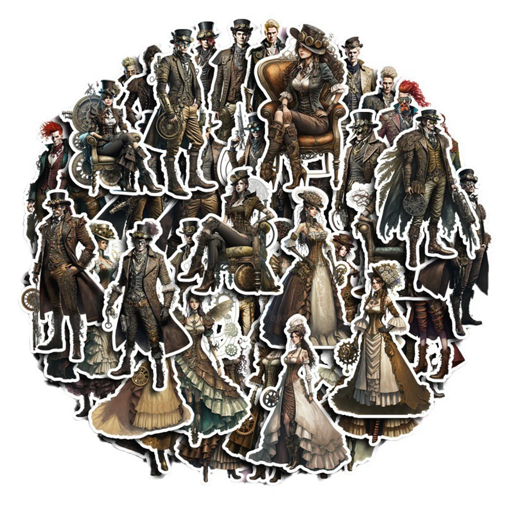 10-48Pcs-Retro-Steampunk-Characters-Varied-Graffiti-Stickers-DIY-Travel ...