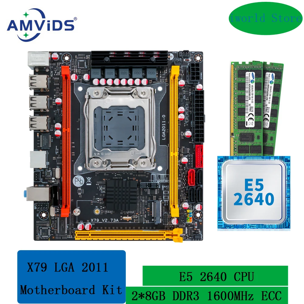 X79 LGA 2011 XEON X79 Motherboard Kit with Intel E5 2640 CPU and 2*8GB ...