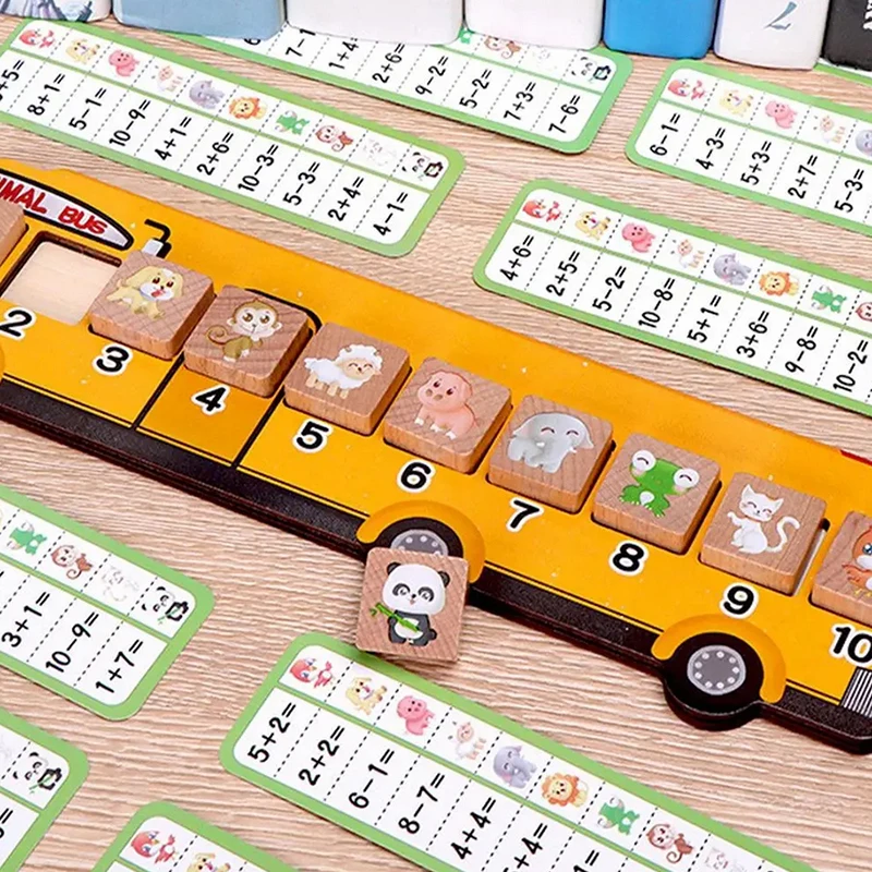 Math Game Math Manipulatives Matching Games Wooden Number Animal Bus ...