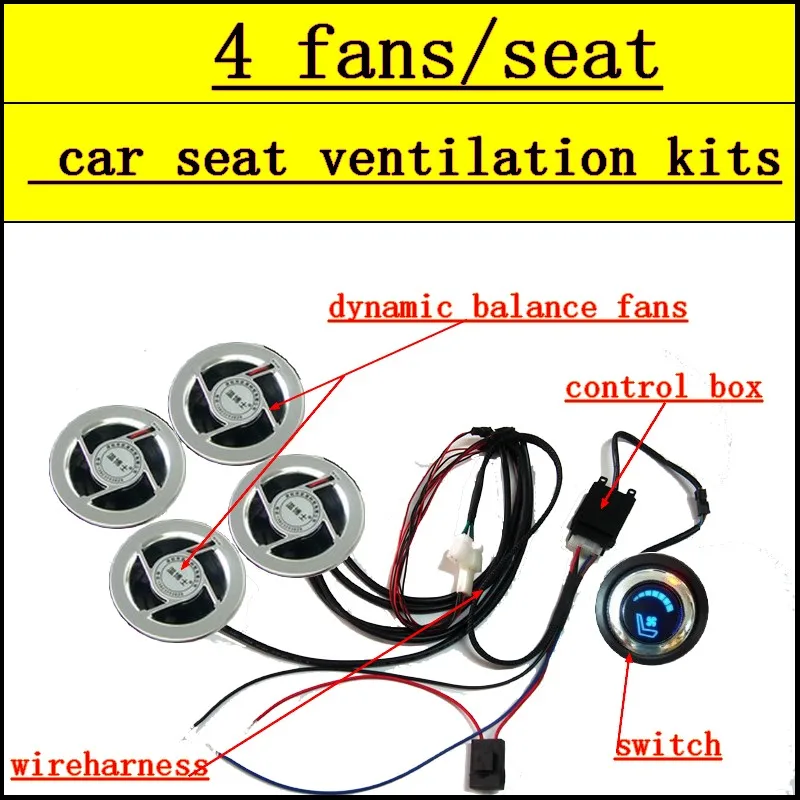 4 fans/seat,car seat ventilating kits with high quality nickel plated ...