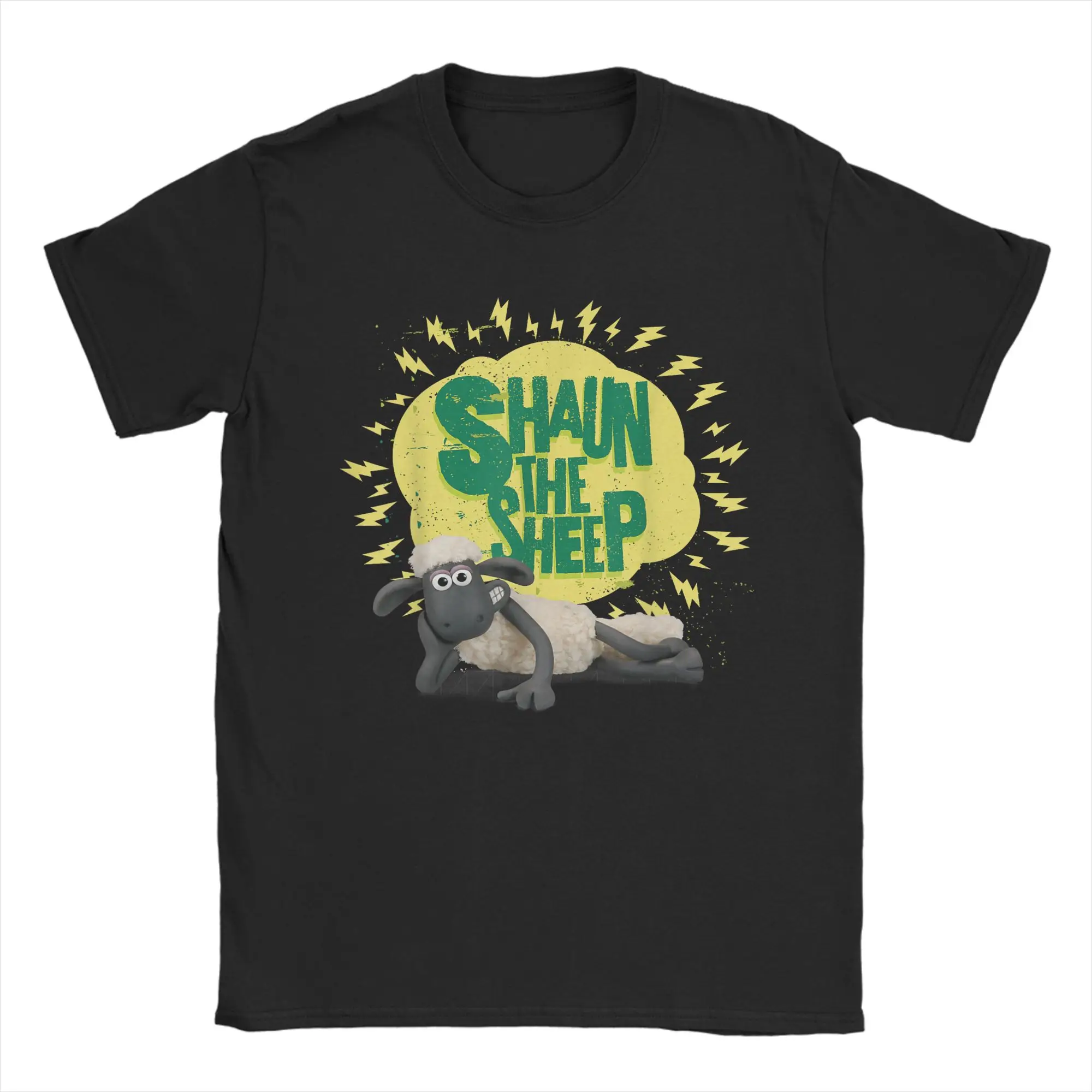 Shaun the Sheep Electric Shaun T-Shirt Men Vintage 100% Cotton Tees ...