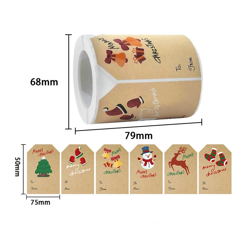 Christmas sticker gift bag sealing decoration sticker roll cartoon ...