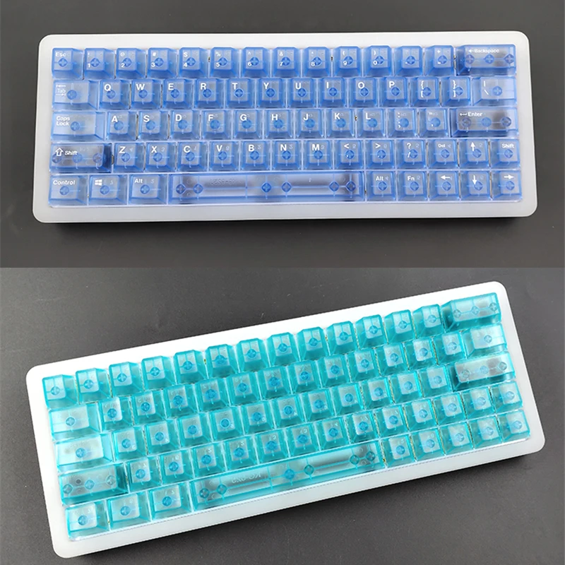 139 Keys/set Full Transparent Keycap Abs Blue Cyan Key Caps Cherry ...