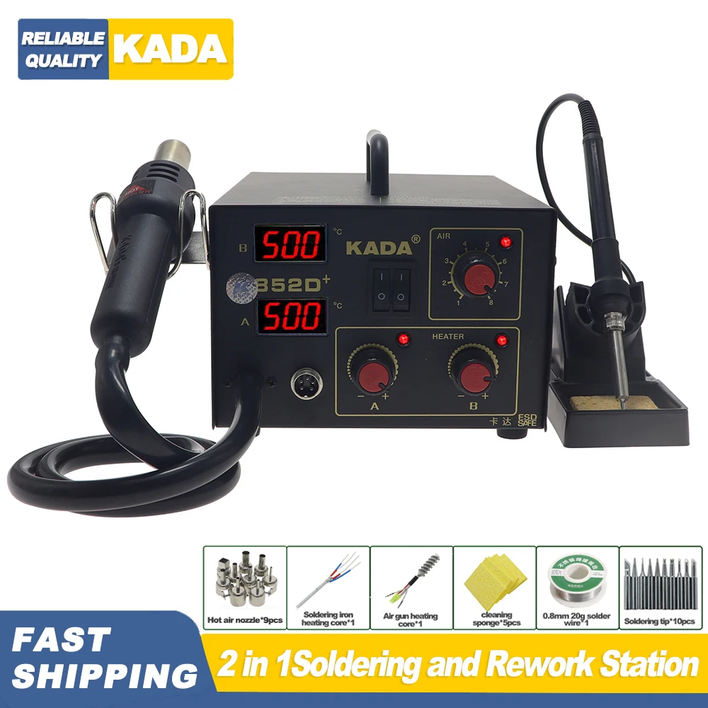 KADA-852D-850VD-2-in-1-SMD-Rework-Station-Hot-Air-Gun-Soldering-Station ...