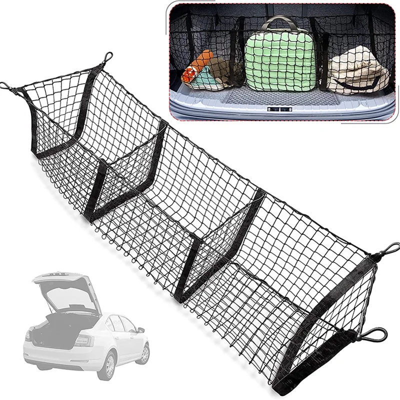 Pickup 35.5(43)x12x12 Inch Trunk Storage 3-Grid Mesh Net Luggage Cargo ...
