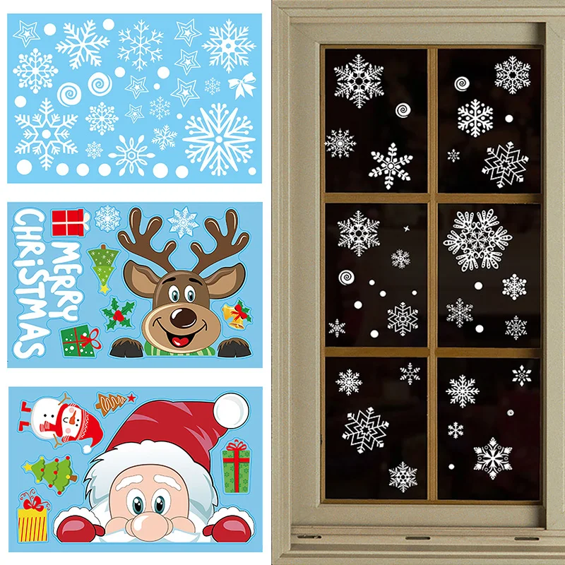 Christmas-Window-Stickers-Santa-Claus-Snowflake-Mirror-Wall-Stickers ...