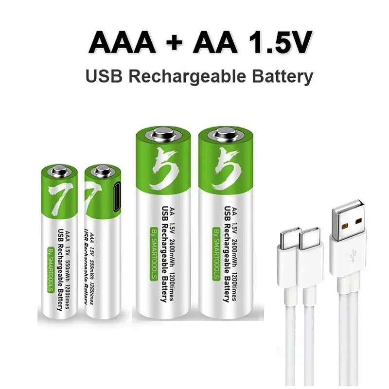 AA/AAA USB Rechargeable Battery 1.5V AA 2600mWh/AAA 750mWh li-ion ...