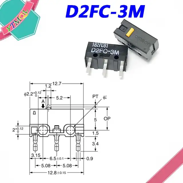 5Pcs 마우스 마이크로 스위치 D2FC-F-7N 10m 20m D2FC-F-K(50M) D2F D2F-F D2F-01 D2F-01L D2F-01FL D2F-01F-T ...
