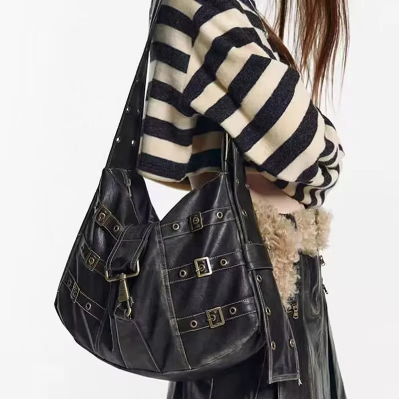 Y2k-Emo-Women-Harajuku-Gothic-Black-Hobo-Hand-Bag-Vintage-Motor ...