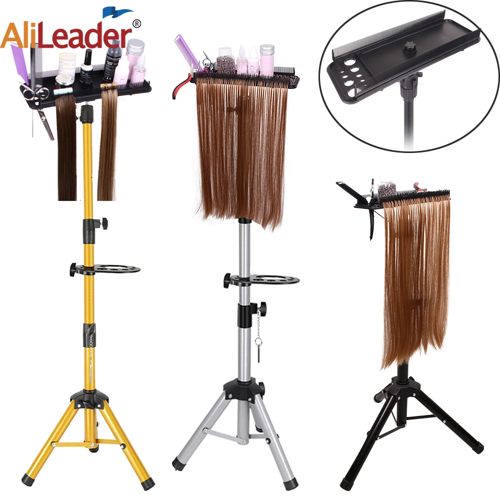 Colorful Wig Stand With Tray Double-Side Teeth Hair Extension Display ...