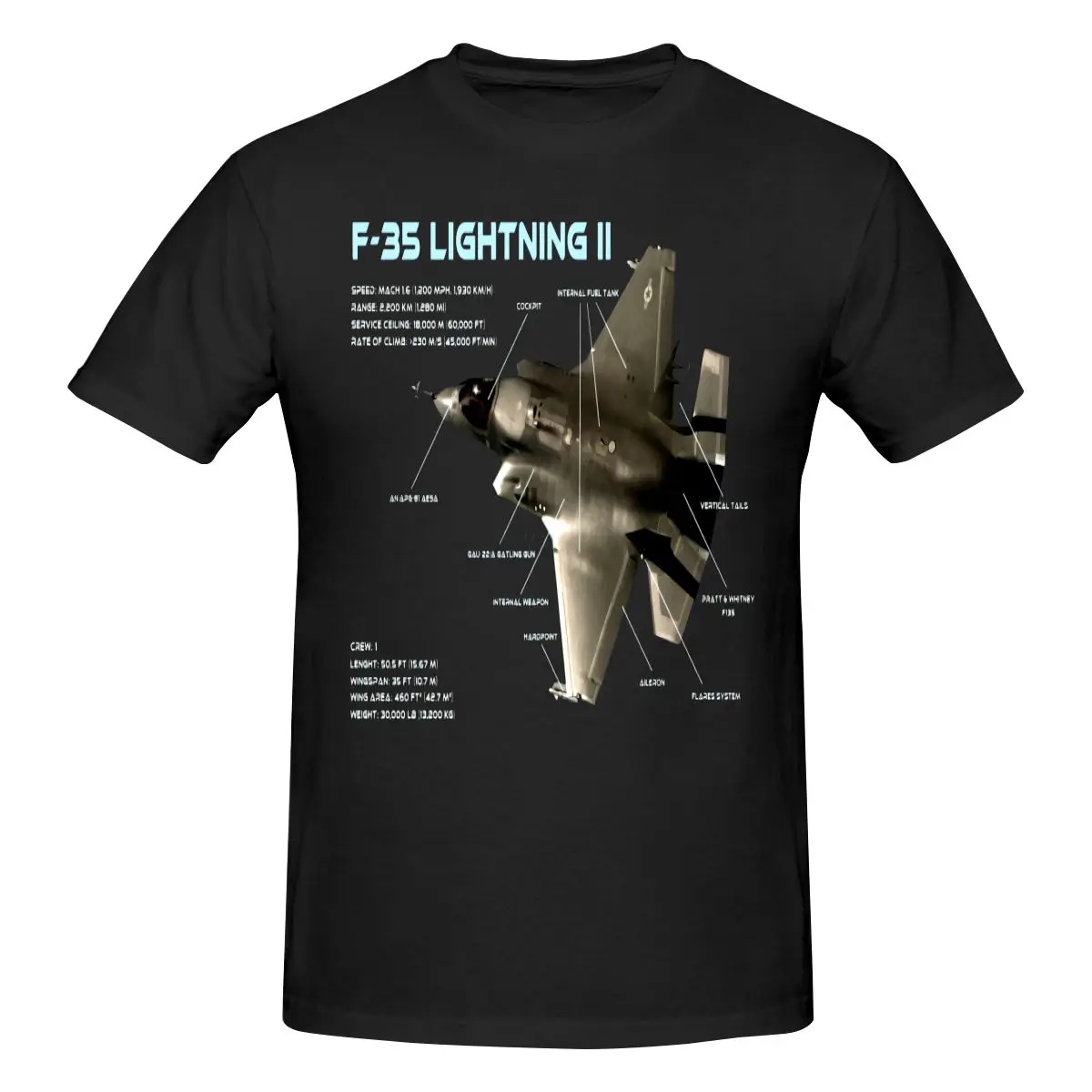 F-35-Lightening-Air-Fighter-T-Shirt-Men-Retro-Washed-Tshirt-Print-Short ...