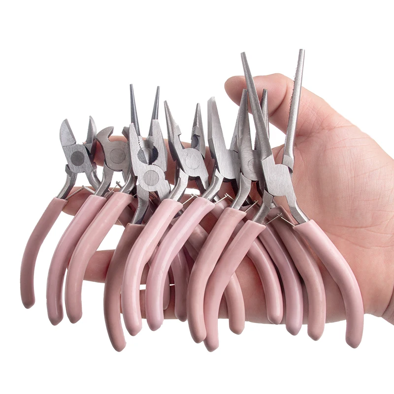Portable-Pink-Color-Stainless-Steel-Pliers-Tools-Set-Round-Nose-Cutting ...