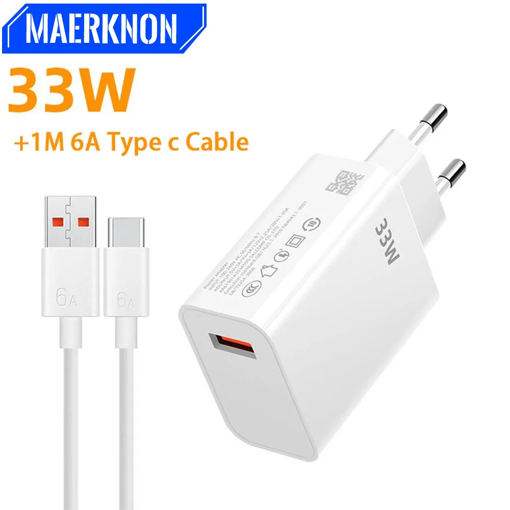 33W-USB-Charger-Quick-Charger-6A-USB-Type-C-Cable-Fast-Charging-Mobile ...