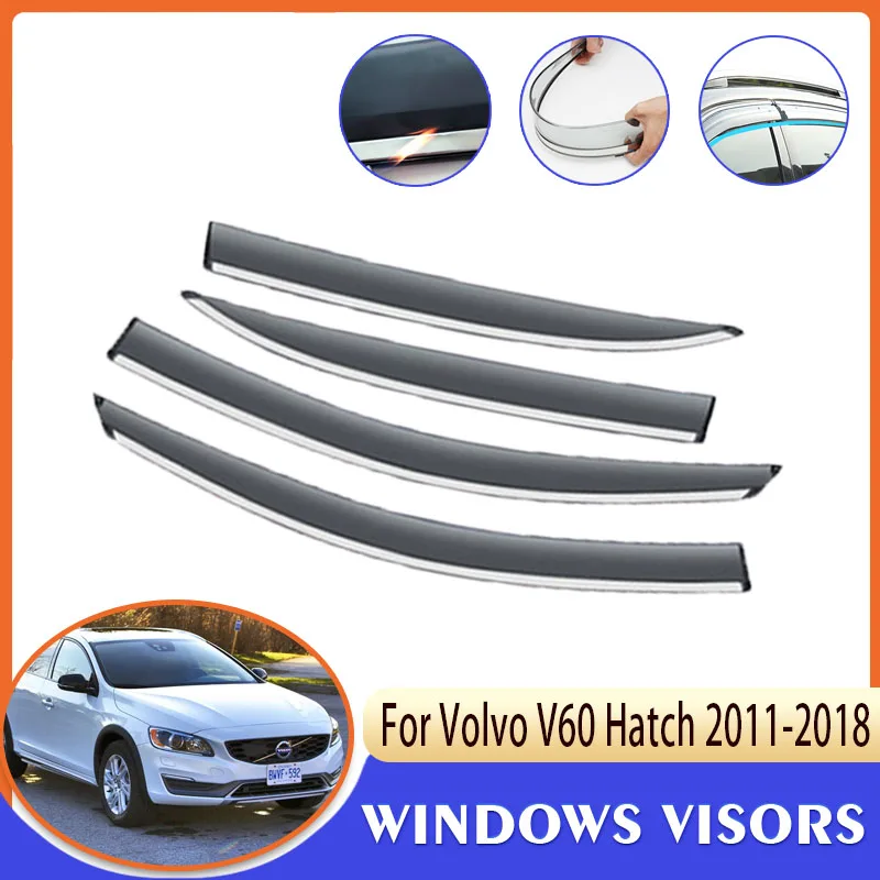 Deflectors For Volvo V60 Hatchback 2011~2018 Car Side Windows Visor ...