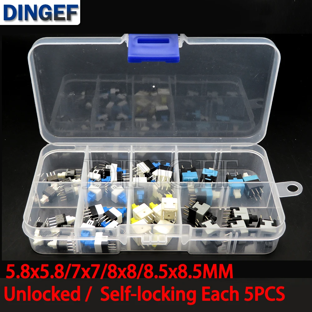 40PCS-LOT-5-8x5-8-7x7-8x8-8-5x8-5mm-Self-Locking-Unlocked-Push-Tactile ...