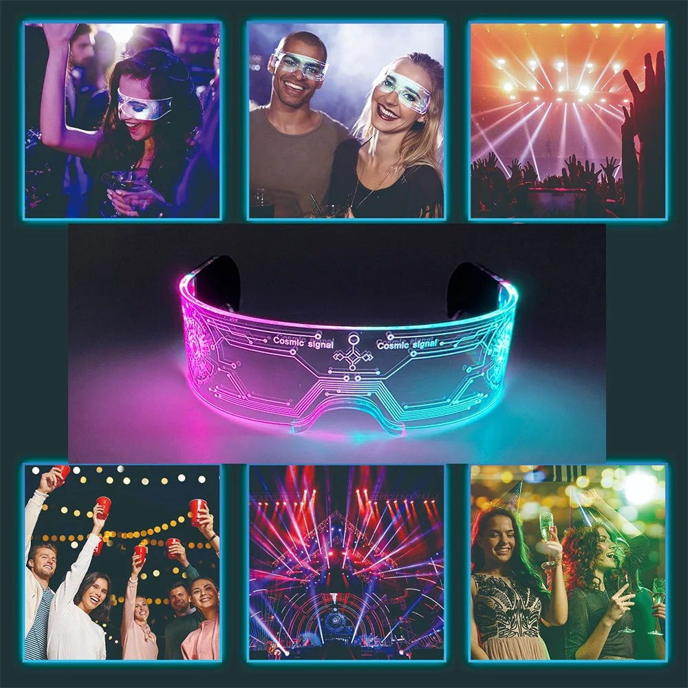 8-Styles-Cyberpunk-LED-light-up-Glasses-Neon-Luminous-Glasses-Men-Women ...