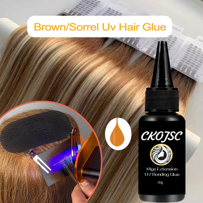Vegan Clear/Brown Uv Hair Glue Human Hair Extensions UV Bonding Glue ...