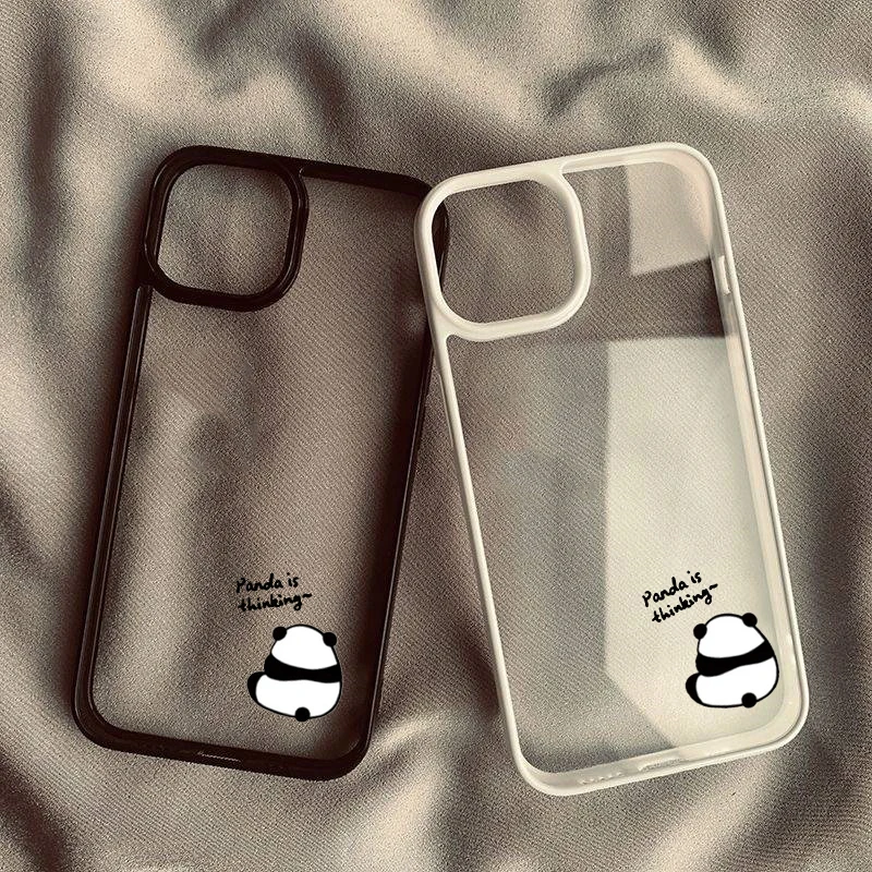 Cute Cartoon Panda IS Thinking Phone Case For iPhone 15 16 13 14 Pro ...