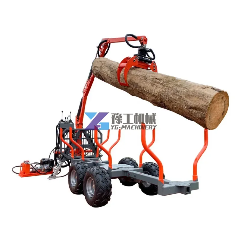 Hydraulic-Atv-Farm-Tractor-Log-Timber-Wood-Trailer-with-Crane-Grapple ...