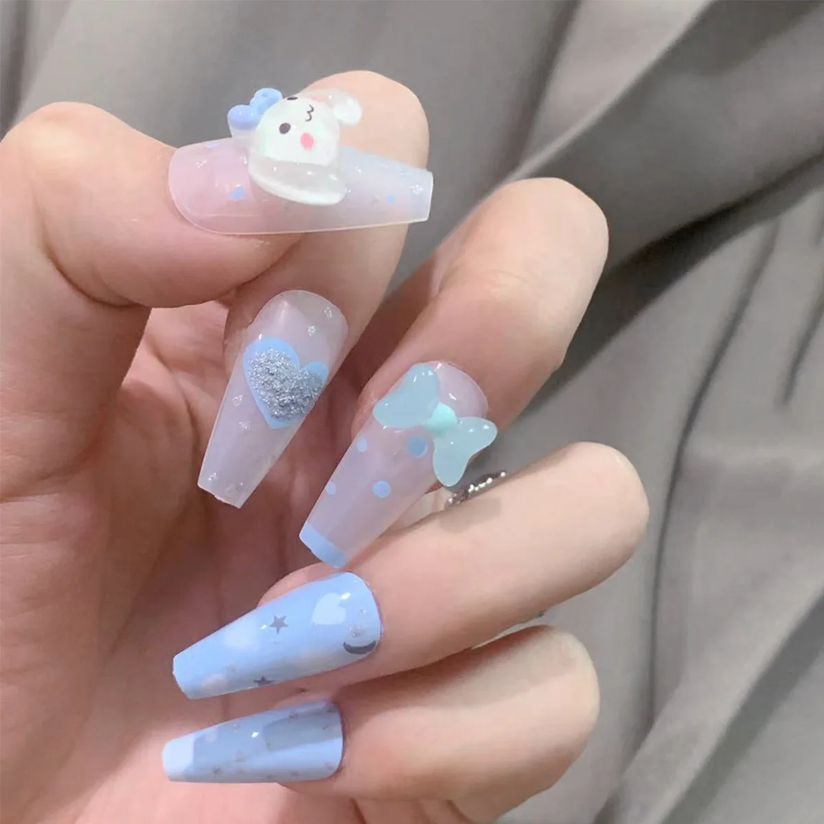 Hello Kitty Nails With 3d Bow