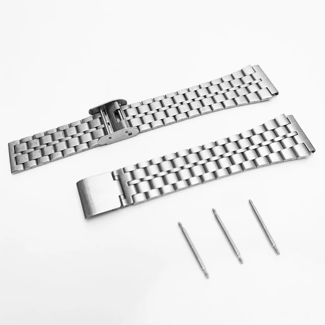 Classic Small Square Silver Block 18mm Metal Strap Fine Steel Watchband ...