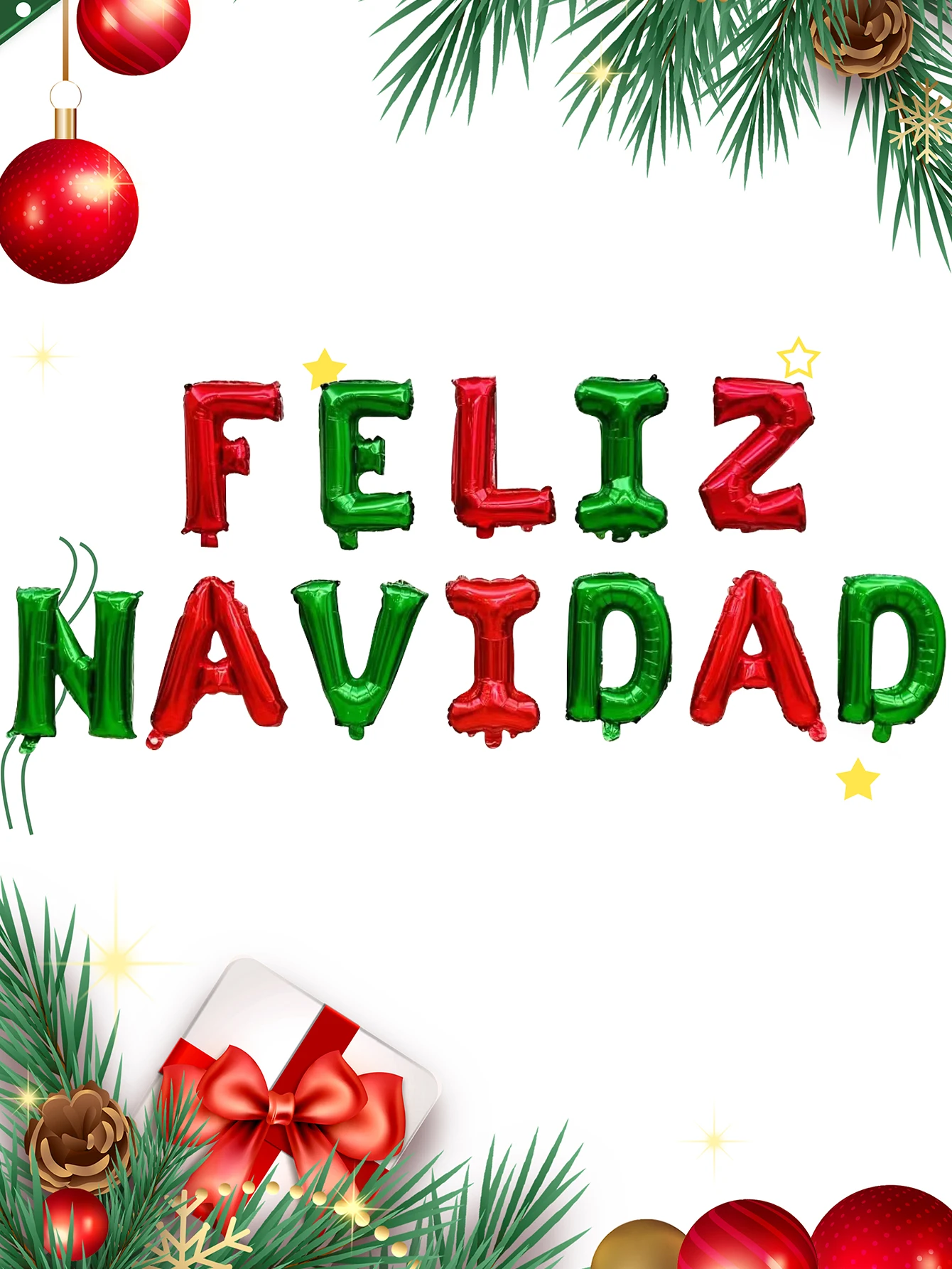 14pcs 16inch Spanish Feliz Navidad Letter Balloons Banner New Year ...