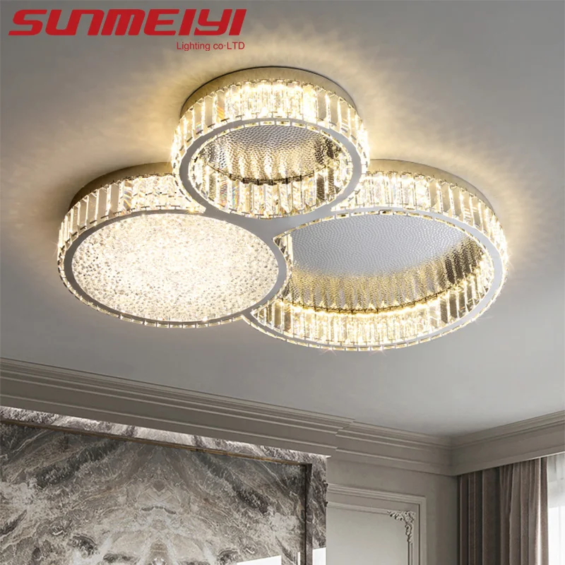 Lámpara de techo moderna de lujo, luces LED de cristal K9 para sala de ...