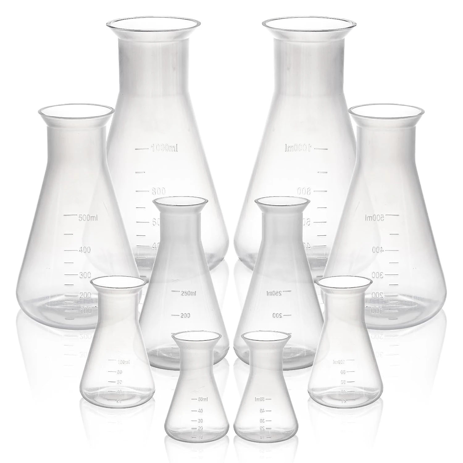 Matraz Erlenmeyer de plástico de 50/100/250/500/1000/2000ml, matraz ...