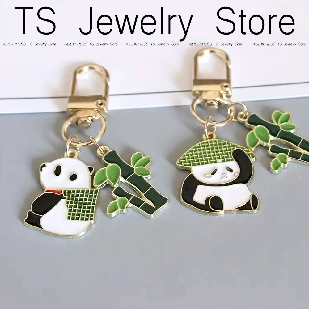 Cute-Panda-Bamboo-Keychain-Creative-Metal-Animal-Pendant-Keyring-For ...