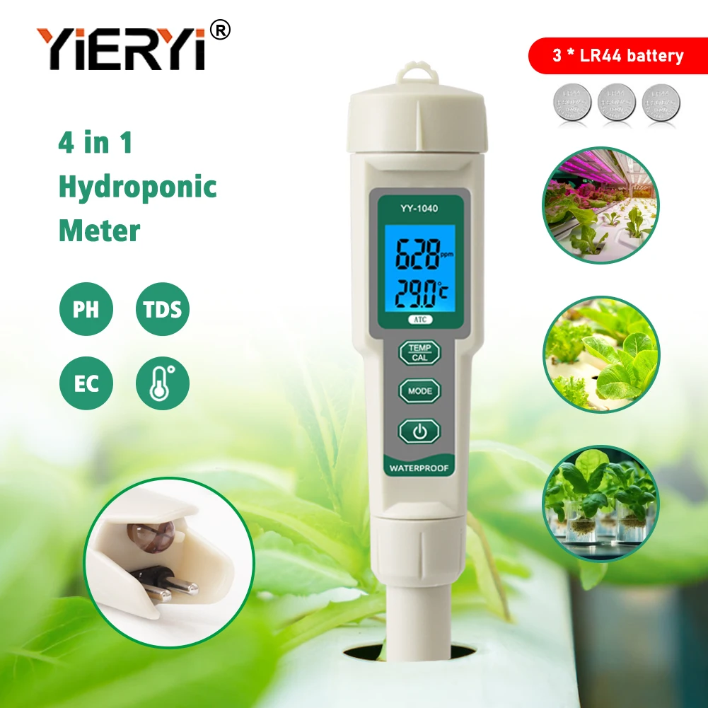 Yieryi-Professional-Hydroponic-Meter-4-in-1-PH-EC-TDS-TEMP-Tester ...