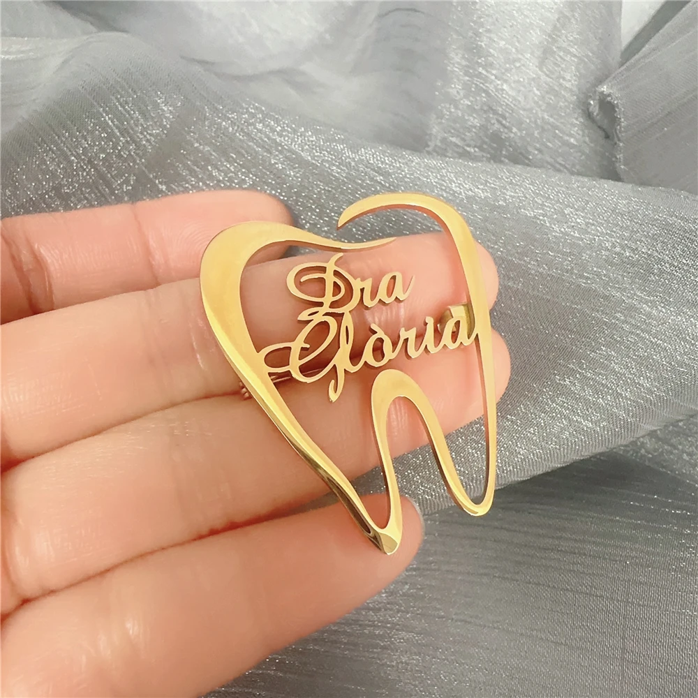 Broche personalizado-personalizado de aço inoxidável nome personalizado ...