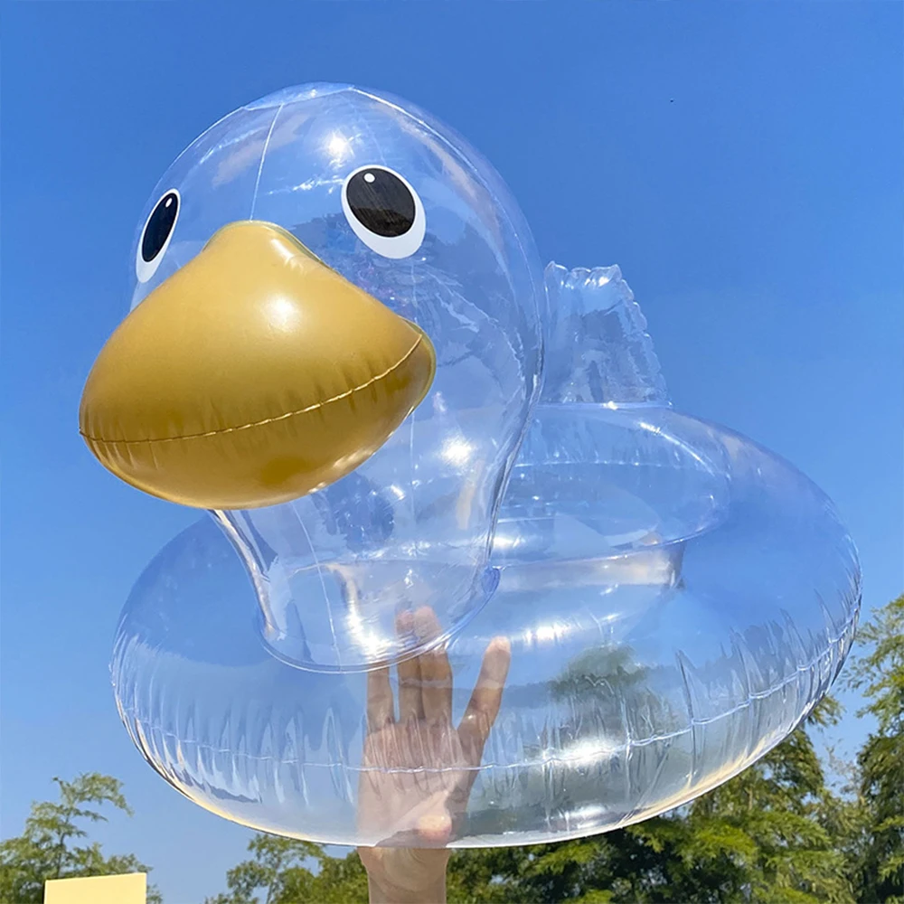 Cute-Transparent-Duck-Baby-Swimming-Ring-Inflatable-Kids-Bath-Swimming ...