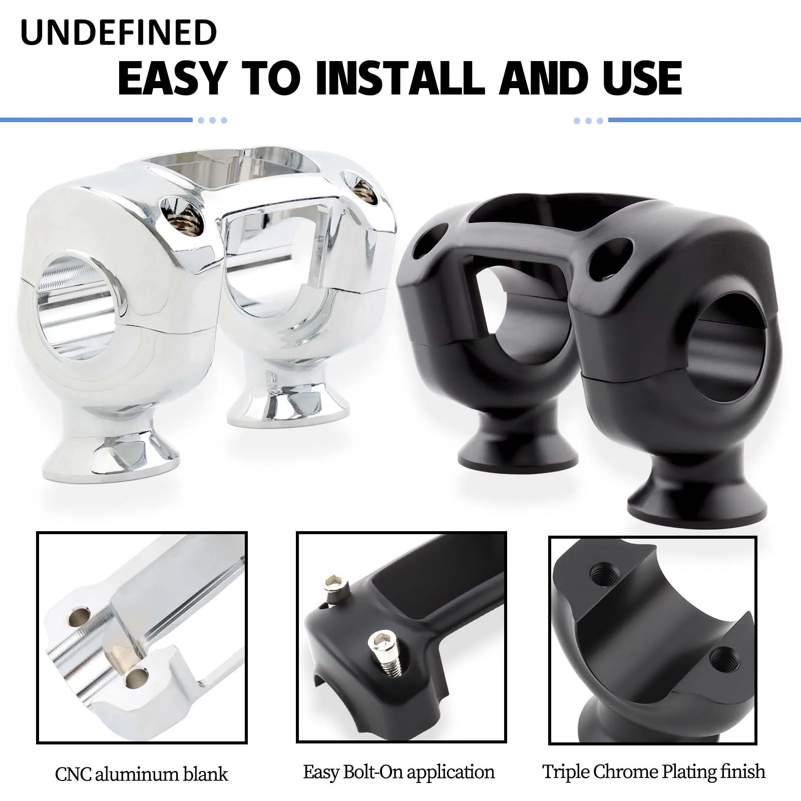 Chrome-Gloss-Black-2-Riser-1-Handlebar-Clamp-For-Harley-Dyna-Softail ...