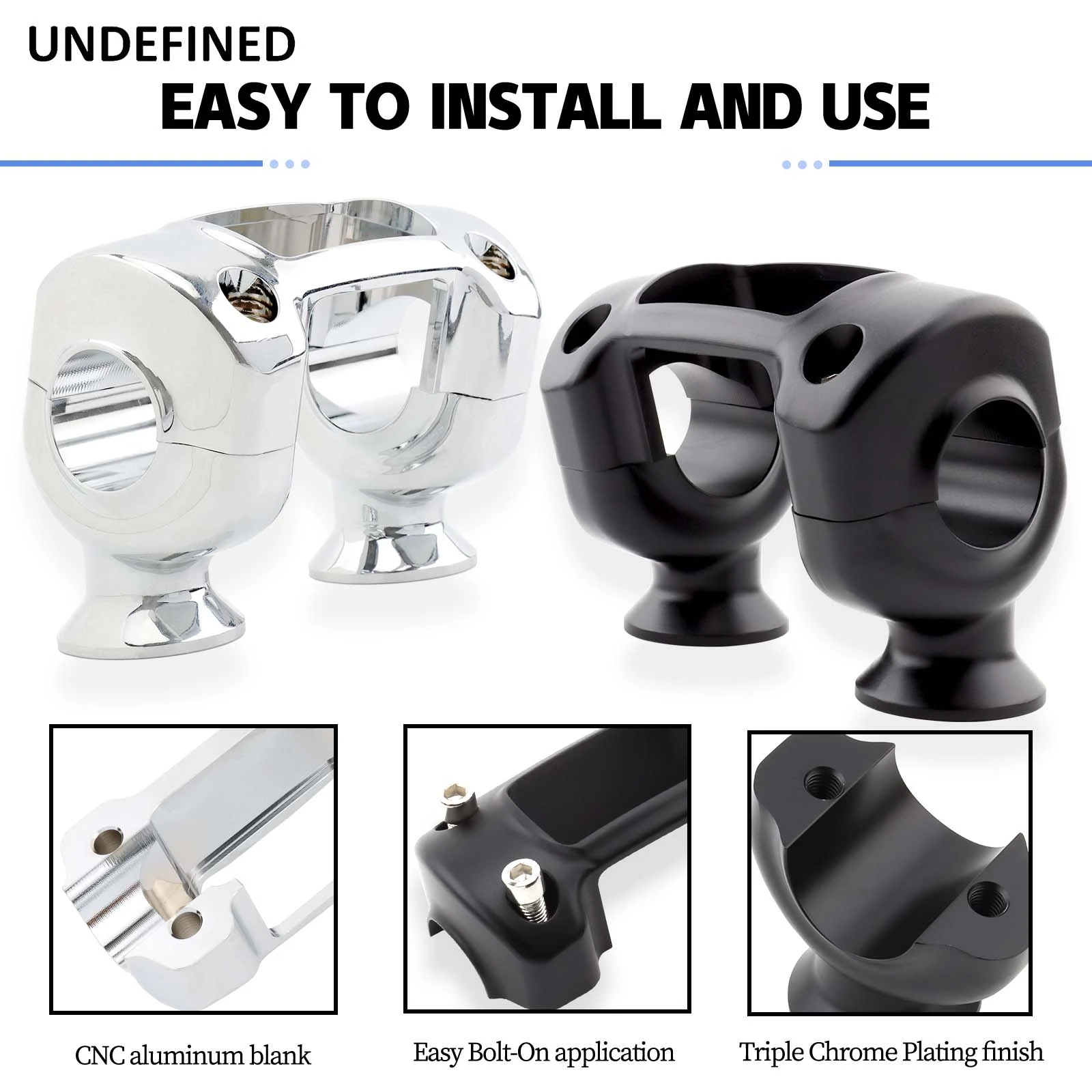 Chrome/Gloss Black 2" Riser 1" Handlebar Clamp For Harley Dyna Softail Sportster 1200 883 ...