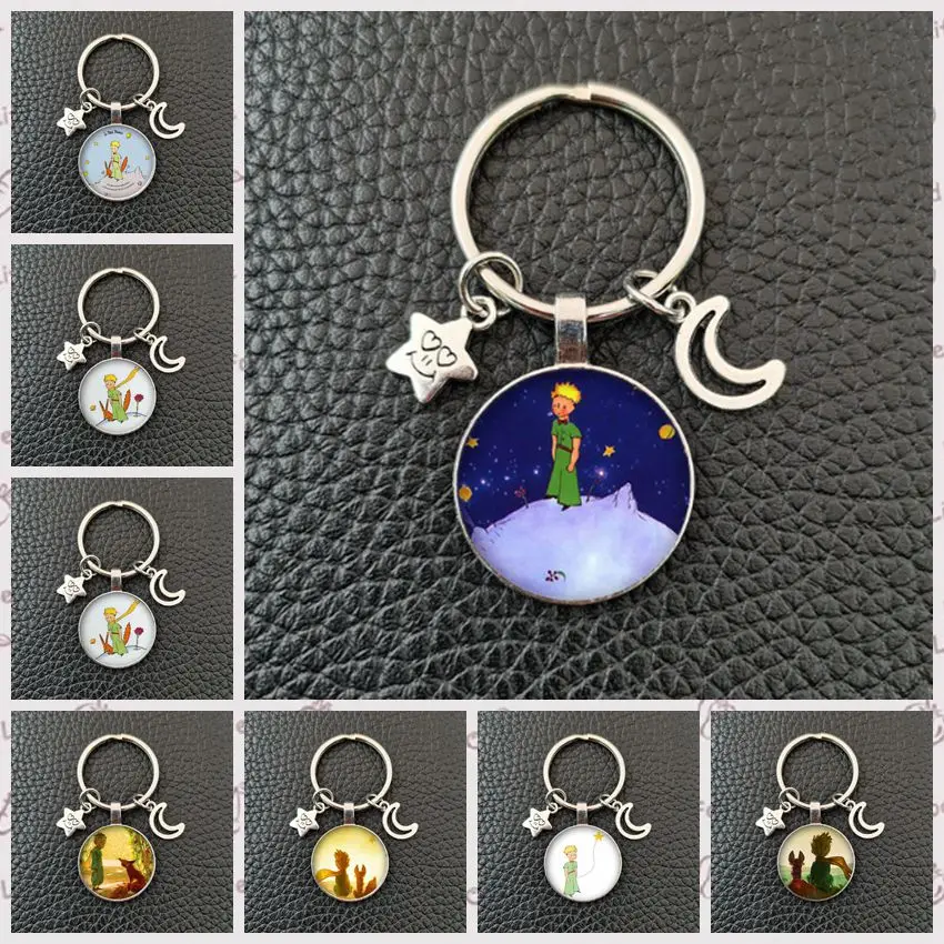 Little Prince and Fox Rose Logo Glass Cabochon Pendant Keychain Jewelry ...