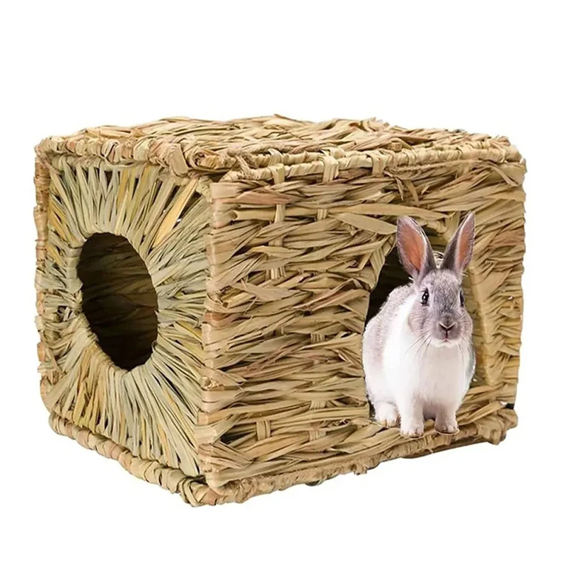 Foldable Woven Rabbit Cages Pets Hamster Guinea Pig Bunny Grass Chew ...