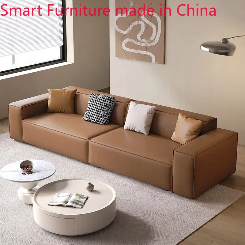 Italian-leather-tofu-block-sofa-living-room-modern-simple-cream-style ...