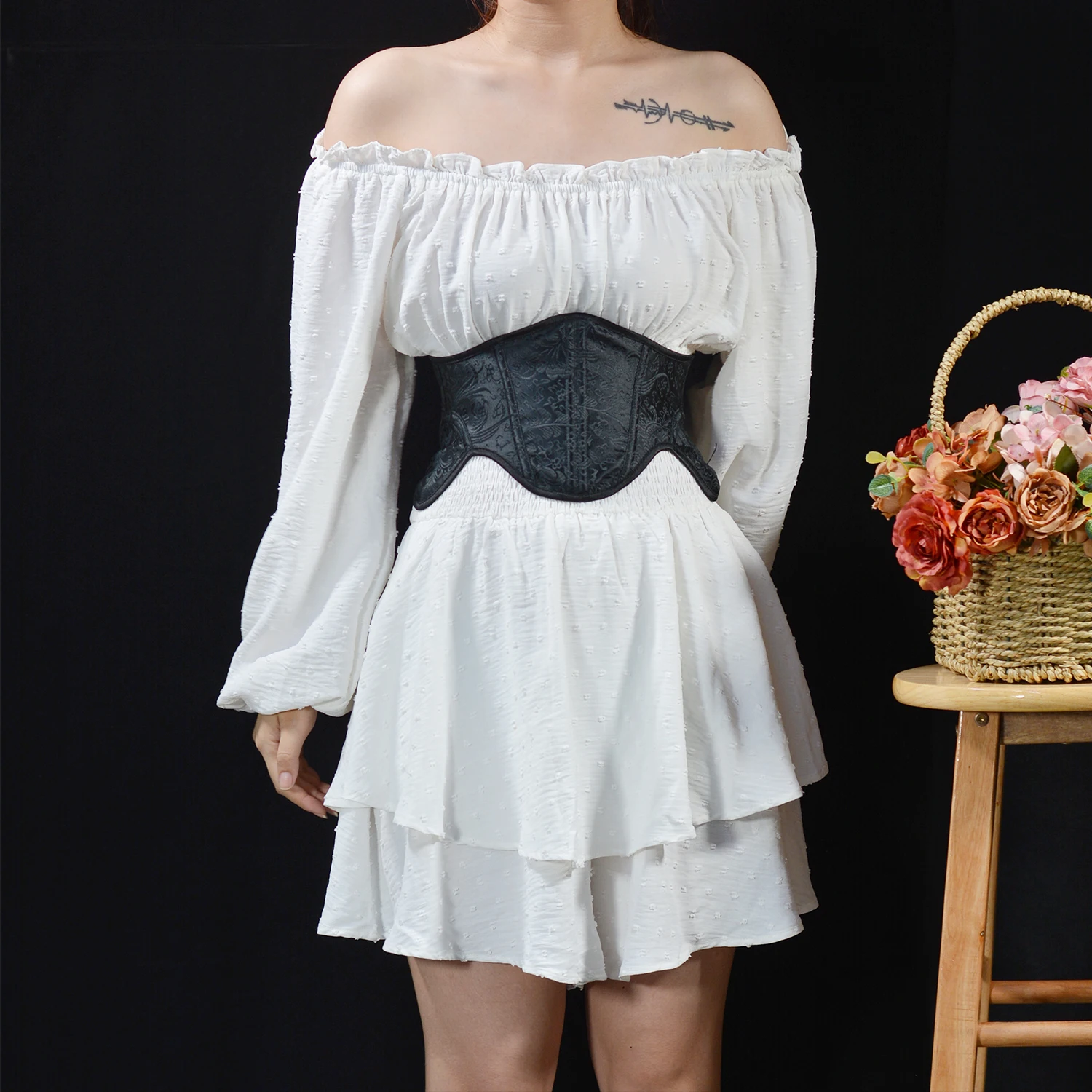 Corsets For women Wide Belt Gothic Slimming sheath flat belly White ...