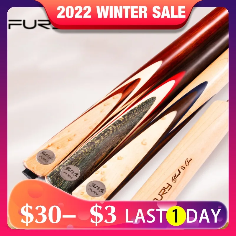 FURY CN 1/2 Pool Cue Stick Kit Billiard Cue 11mm KAMUI Tip Solid Wood ...