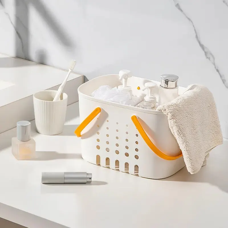 Portable-Drainage-Bath-Basket-Plastic-Storage-Bathroom-Clutter-Drain ...