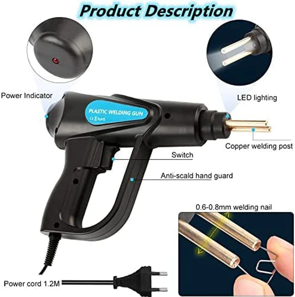 LAMPE A SOUDER,Set1 Eu Plug Pistolet à souder en plastique PVC machine à souder pare-chocs en ...