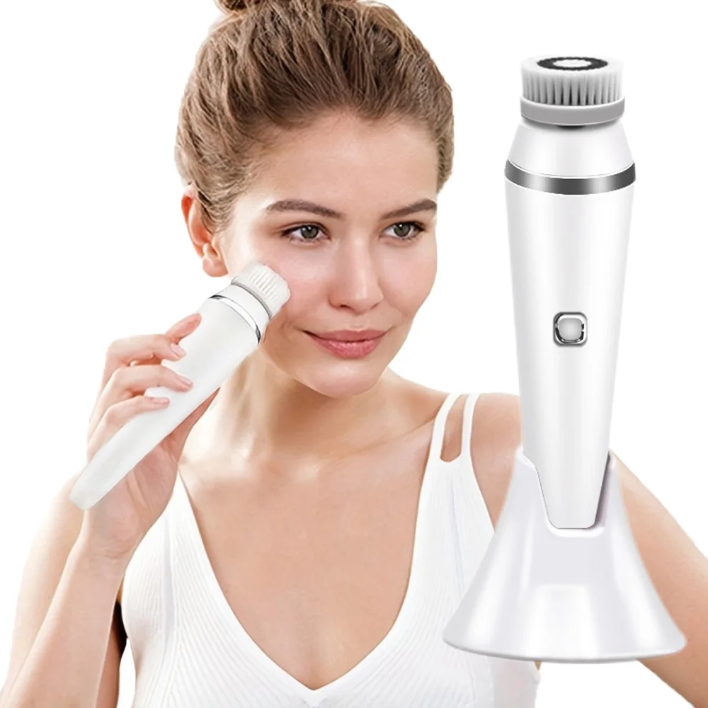 4 IN 1 Electric Facial Cleansing Brush Sonic Waterproof Rotate ...